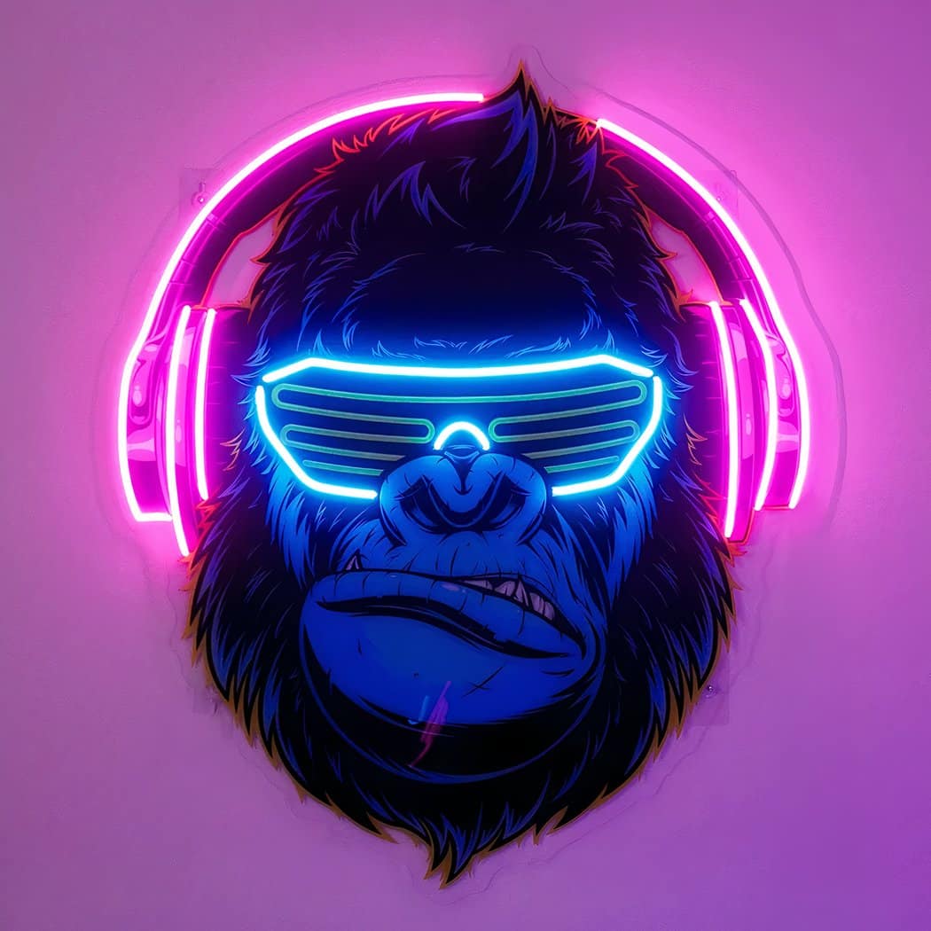 Applique murale néon en forme de gorille • Applique Tendance