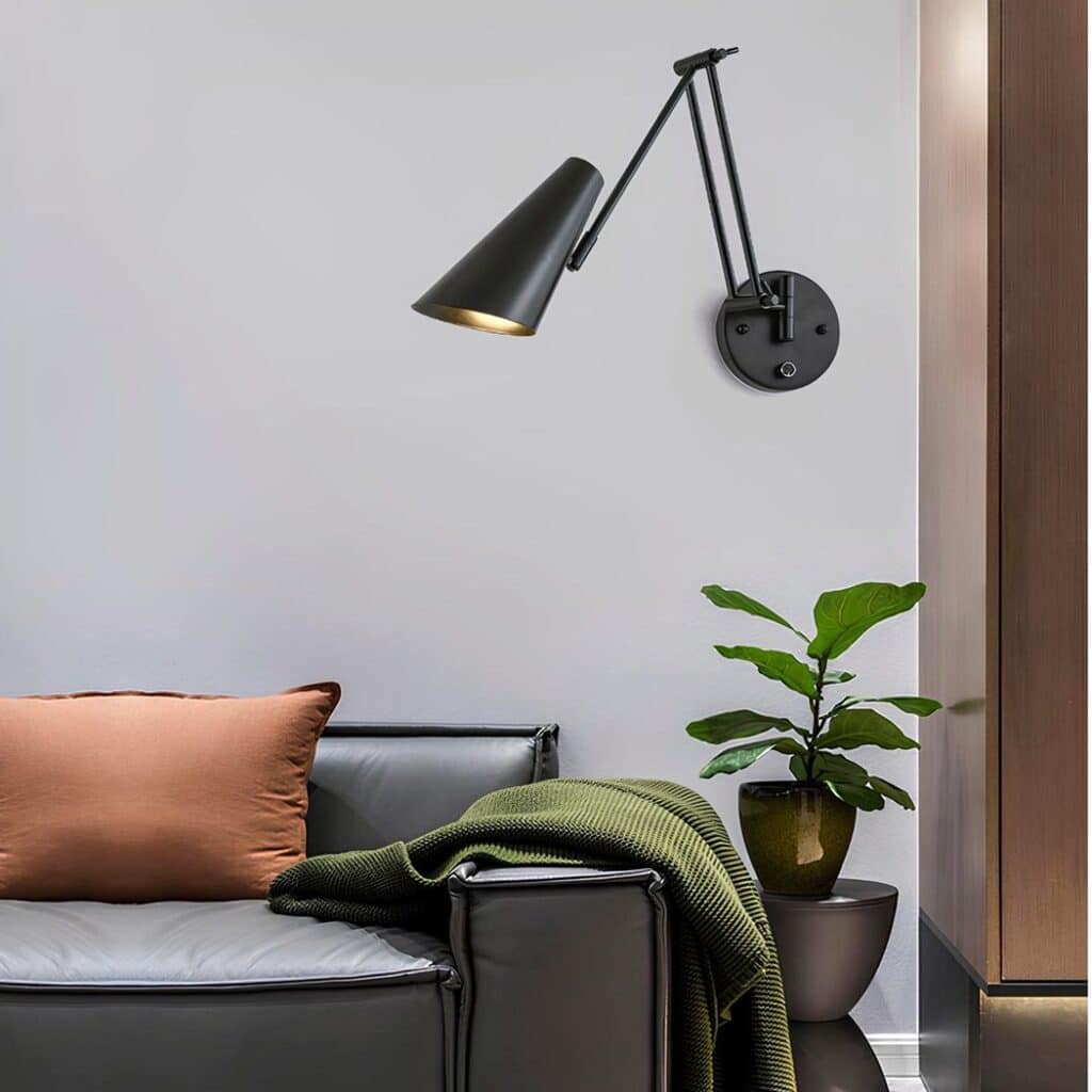 Applique murale noire avec interrupteur et bras extensible • Applique ...