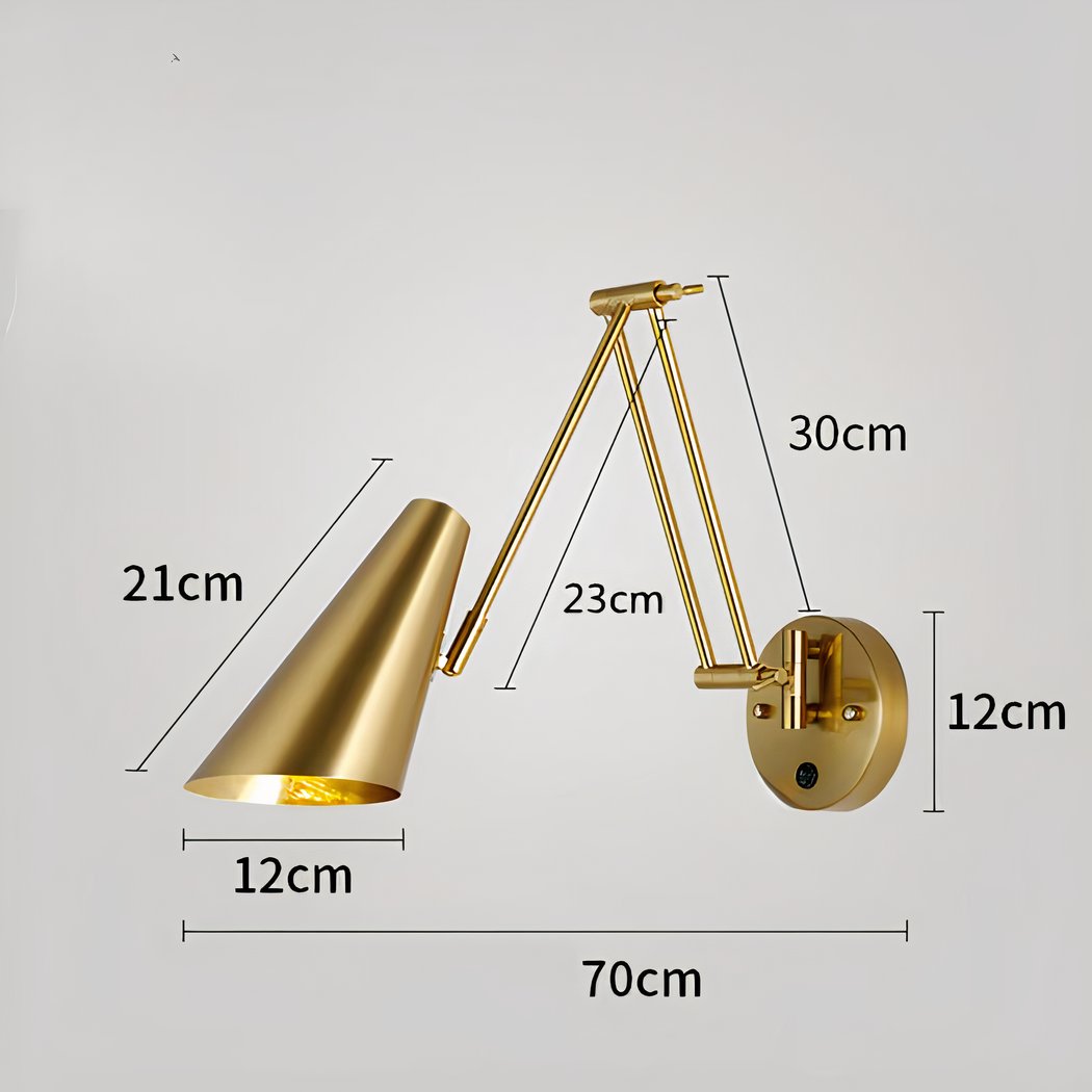 Applique murale dorée avec interrupteur et bras extensible • Applique ...