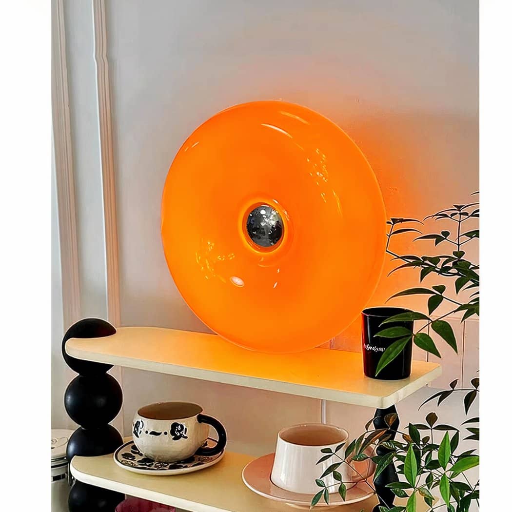 Applique murale ronde en verre orange • Applique Tendance