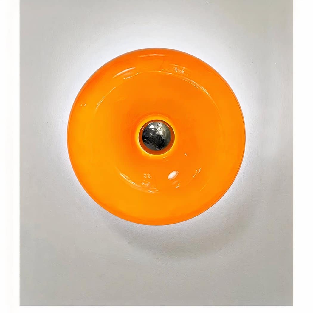 Applique murale ronde en verre orange • Applique Tendance